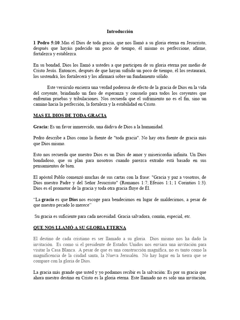 Predica 1 Pedro 5:10 | PDF | Cristo (título) | Dios