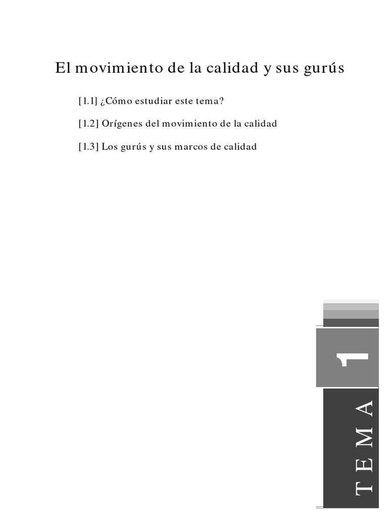 Tema 1 Los Movimientos de La Calidad y Sus Gúrus | PDF | Calidad (comercial) | Gestión de la calidad