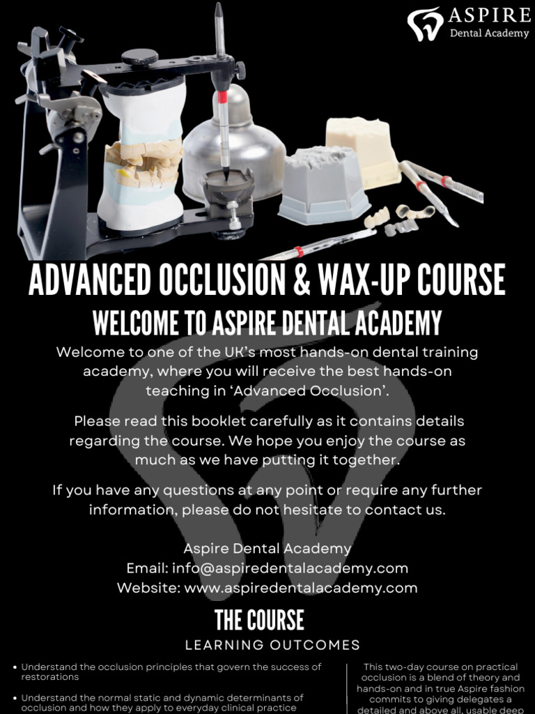 Occlusion Course Information Booklet June 24 | PDF | Dentistry | Mouth