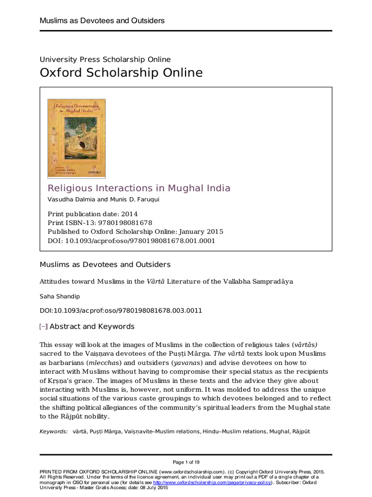 Muslims As Devotees and Outsiders Attitu | PDF | Bhakti | Vaishnavism