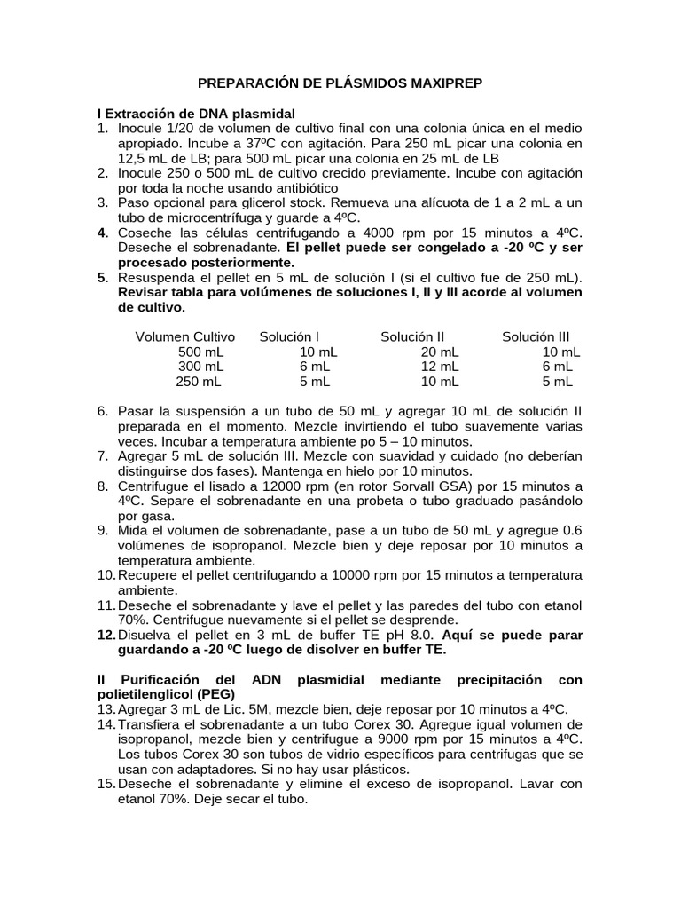 PREPARACIÓN DE PLÁSMIDOS MAXIPREP | Descargar gratis PDF | Sustancias ...