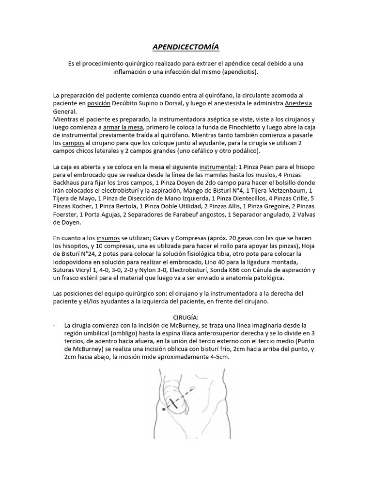 APENDICECTOMÍA | PDF | Cirugía | Medicina