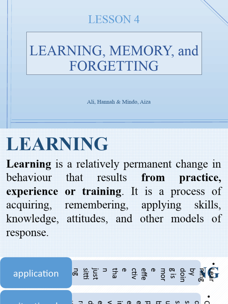Lesson 4 | PDF | Reinforcement | Memory