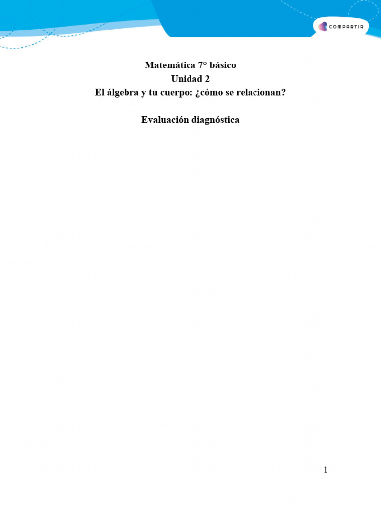 Compartir - M7 - U2 - Ev Diag - Prueba - V1 | PDF | Multiplicación | Matemáticas