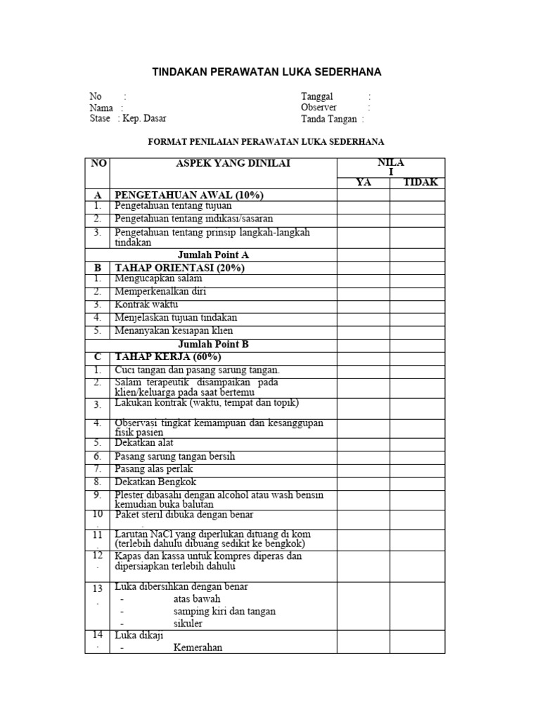 Form Penilaian Perawatan Luka Sederhana | PDF