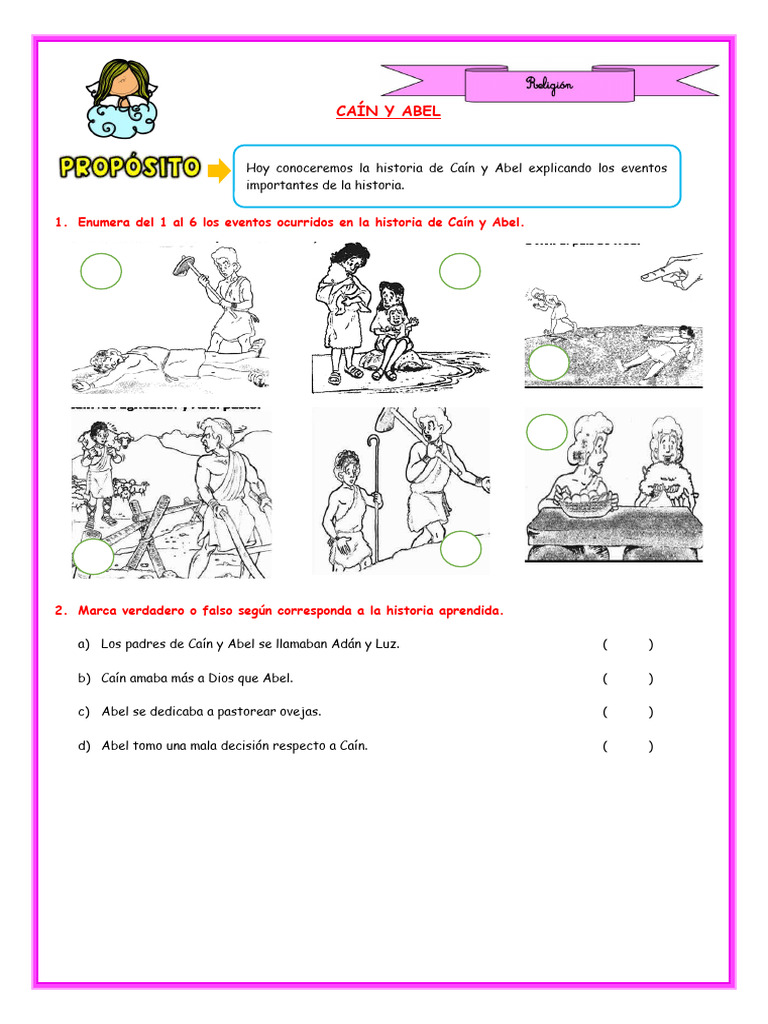 E3 Ficha D2 Los Hermanos Religión Cain y Abel | PDF