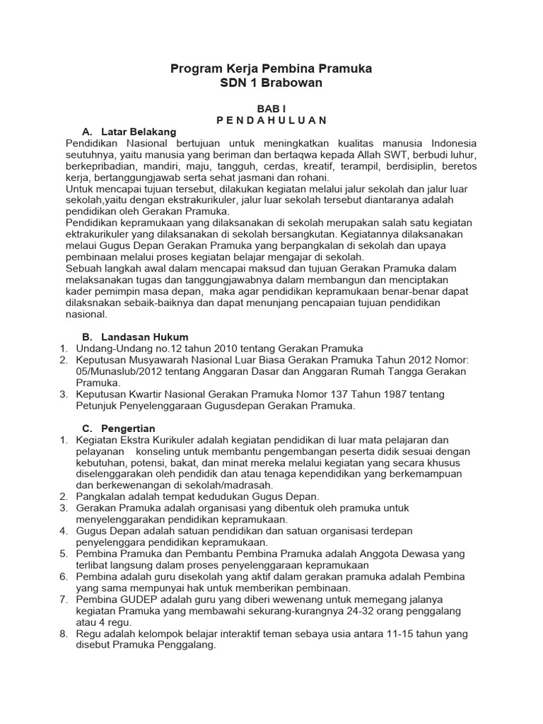 Program Kerja Pembina Pramuka | PDF | Karier & Perkembangan | Pengembangan Diri