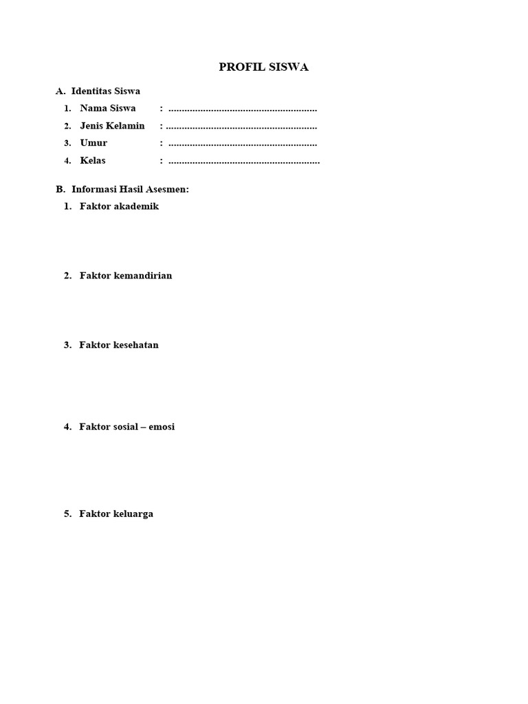 Format Profil Siswa | PDF