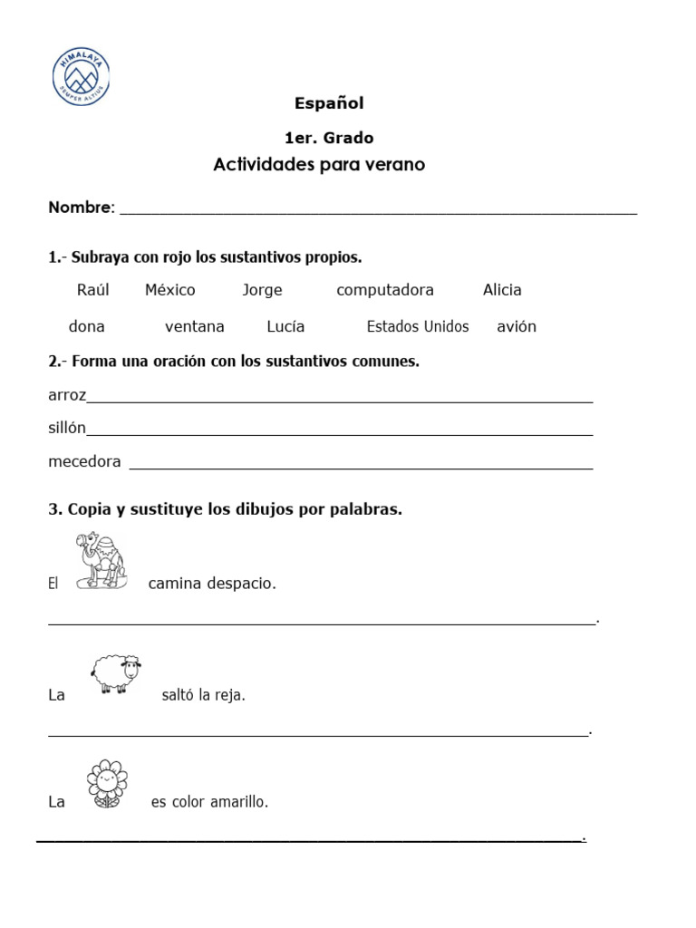 1o. Español Actividades de Verano 23-24 | PDF | Temporada de primavera)