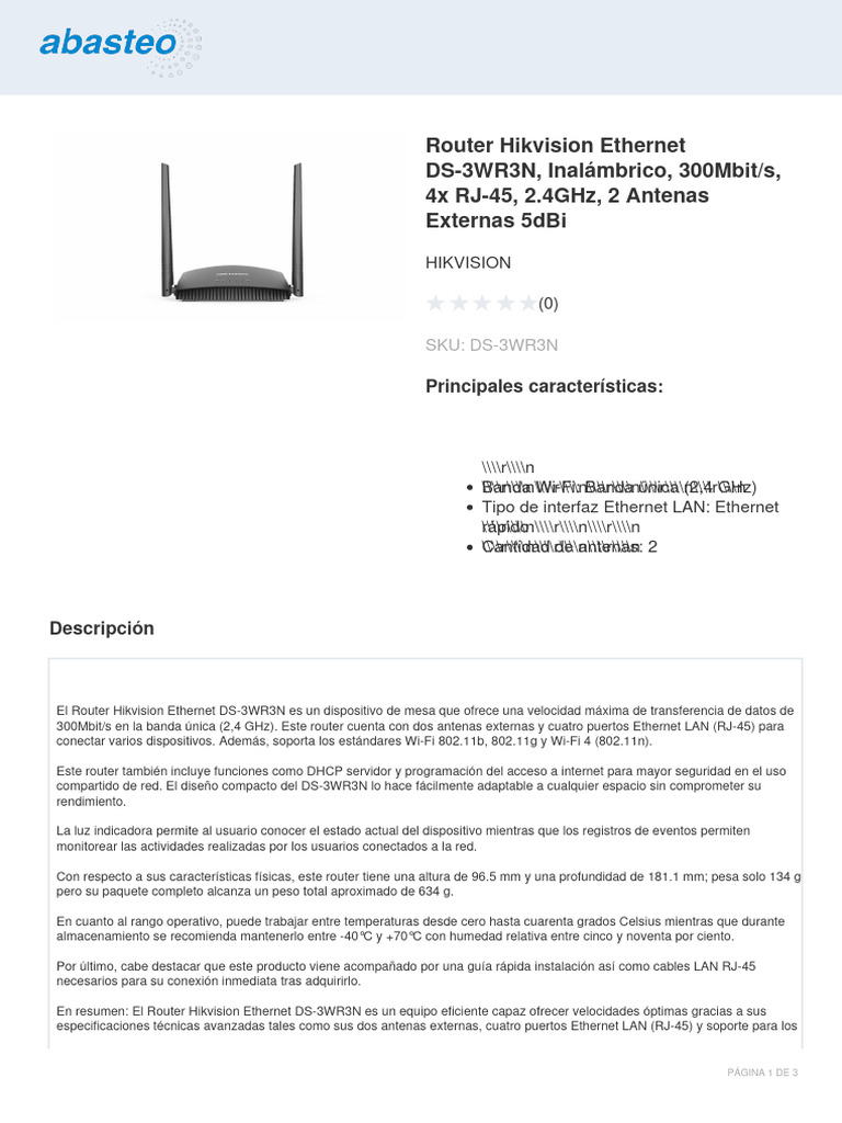 Product Details DS-3WR3N | PDF | Ieee 802.11 | Red de computadoras