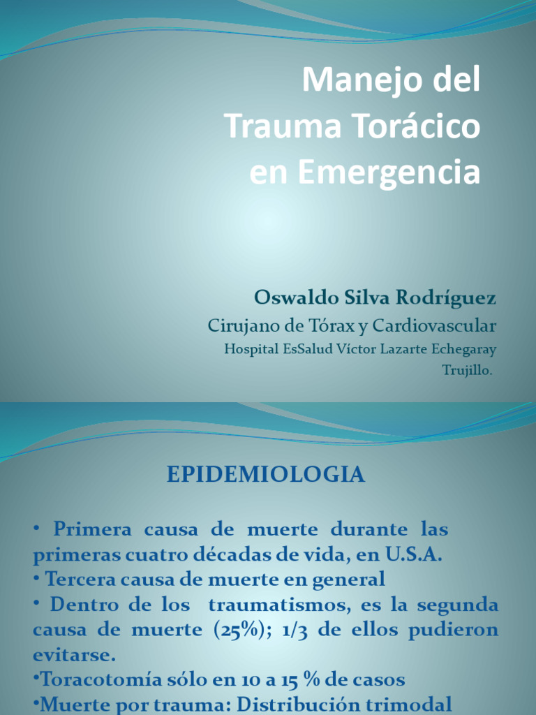 TRAUMA TORACICO Alumnos | PDF | Emergencias Médicas | Especialidades ...