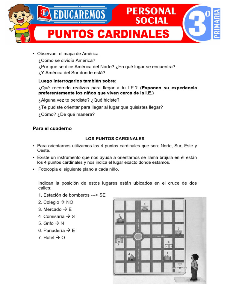 Actividades de Puntos Cardinales para Niños | PDF | Artes del Lenguaje ...