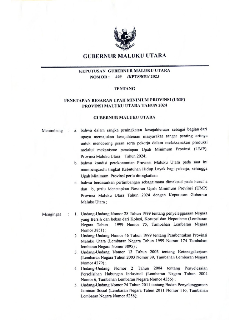 SK Ump Prov. Malut 2024 | PDF