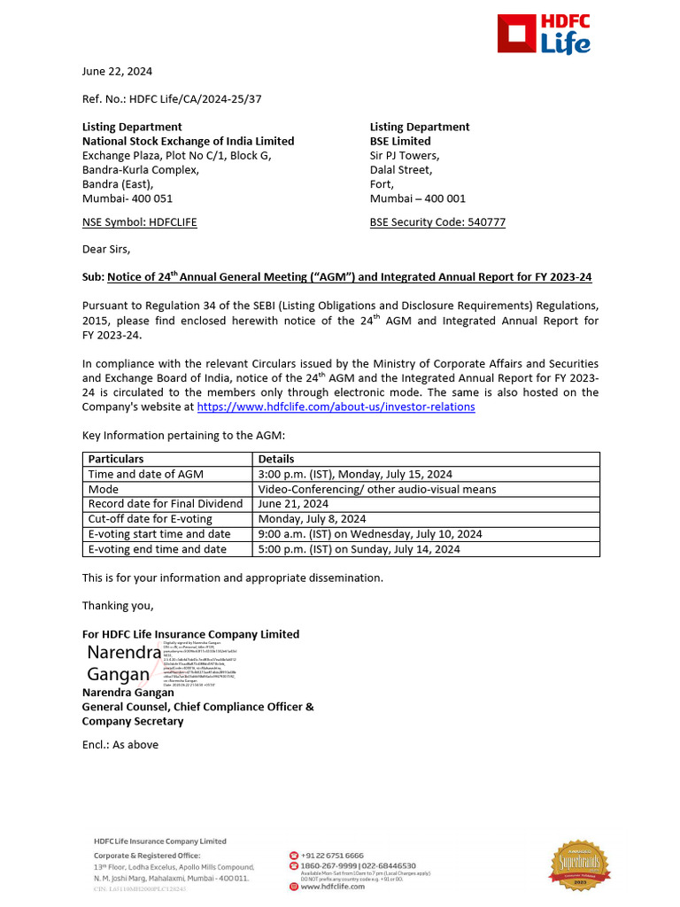 Annual Report HDFC Life Insurance Company Limited | Download Free PDF | Dividend | Securities ...