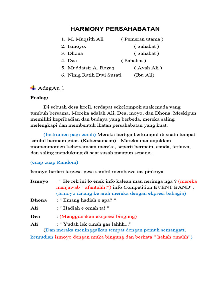 Harmony Persahabatan: Adegan 1 | PDF | Seni