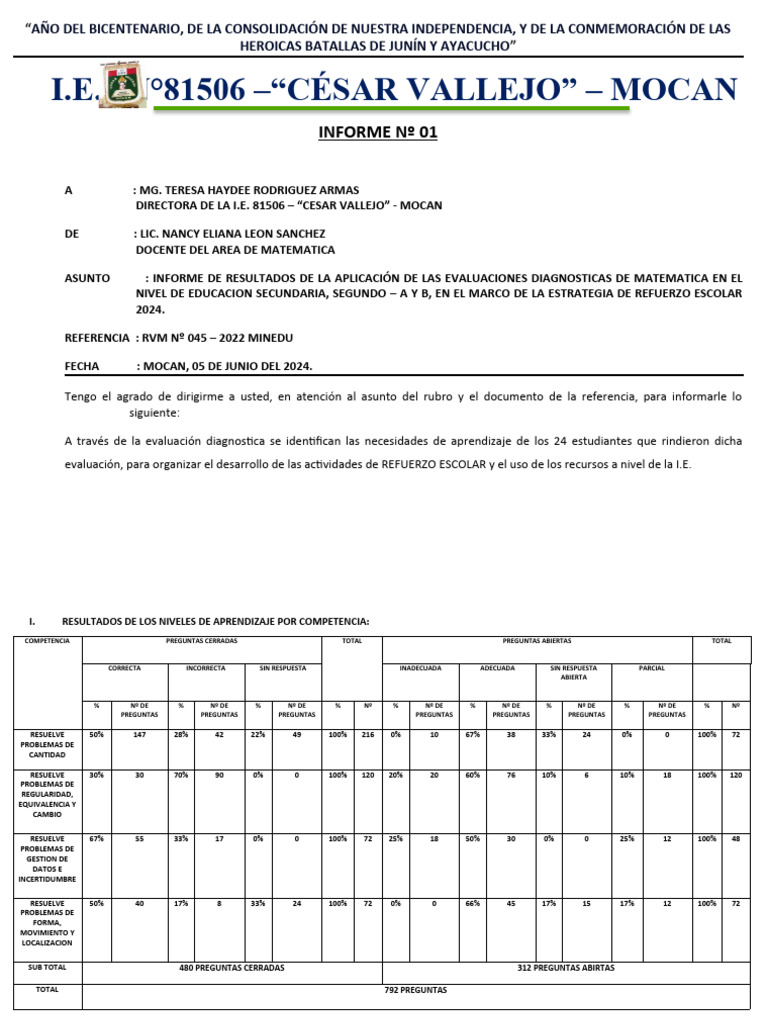 Resultados Evaluacion Diagnostica 2do A Y B Matematicas Pdf 3556