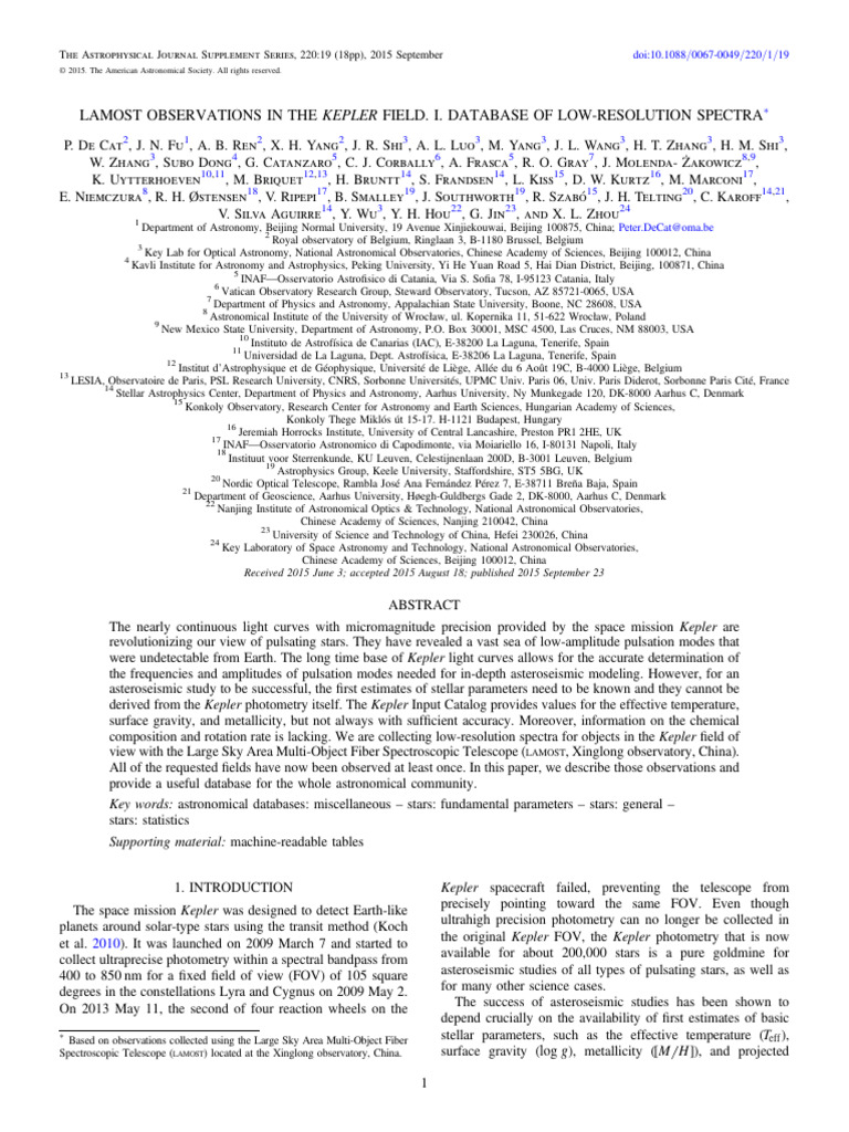Cat 2015 ApJS 220 19 | PDF | Stars | Spectroscopy