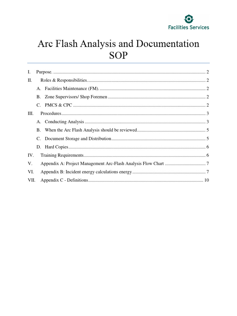 Arc Flash Analysis and Documentation SOP | PDF | Electric Arc ...