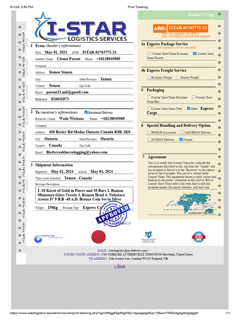 Print Tracking | PDF | Courier | Cargo
