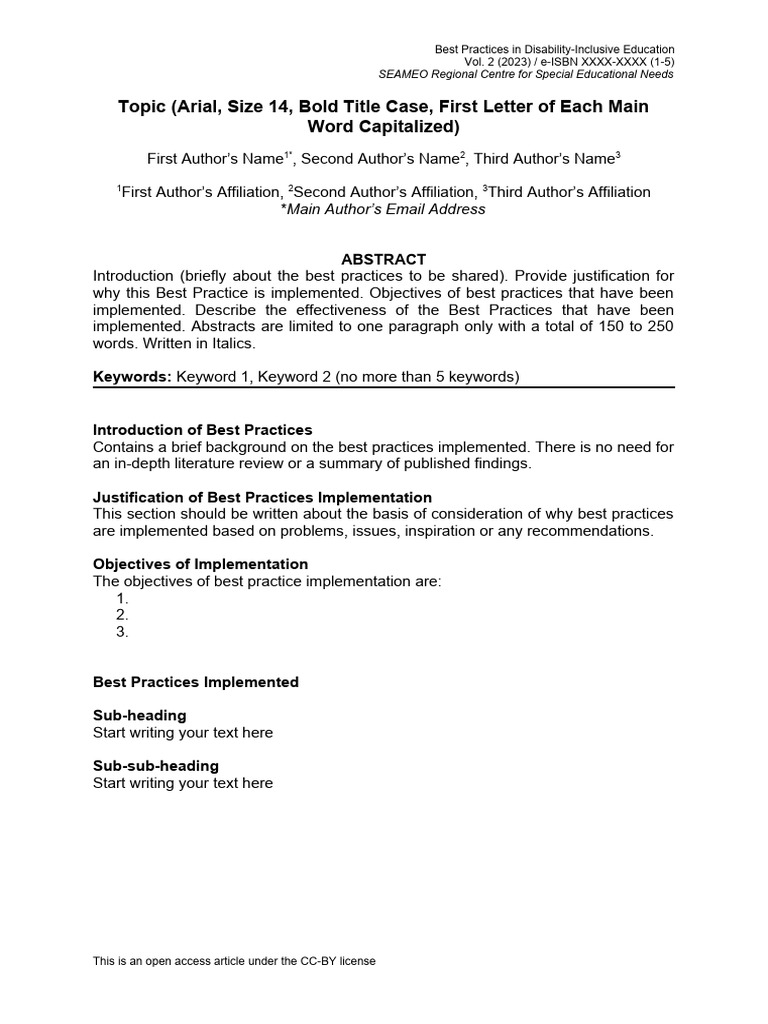 Best Practices Writing Template | PDF