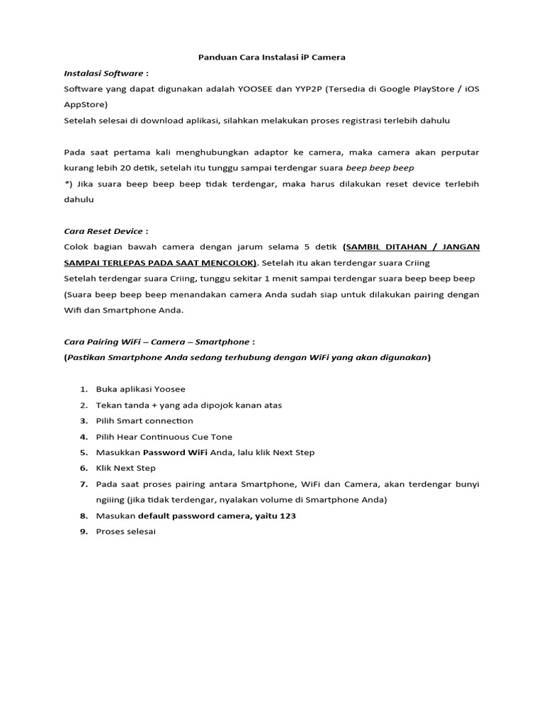Panduan Cara Instalasi IP Camera | PDF