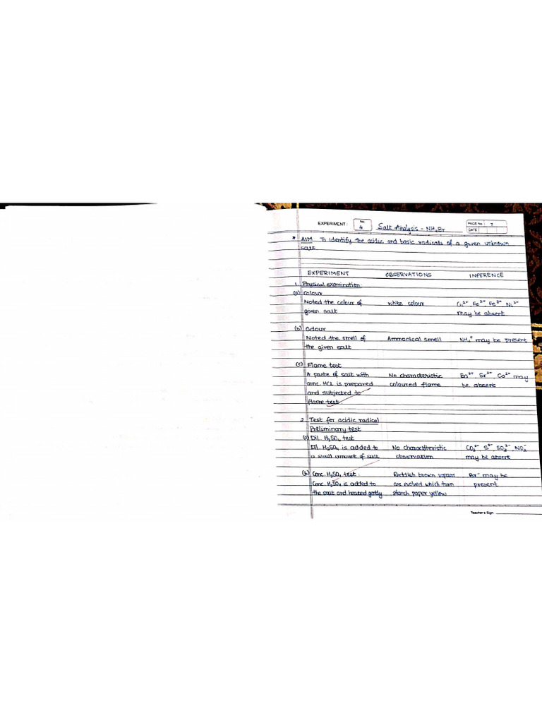 Expt.4, Salt Analysis- NH4Br | PDF