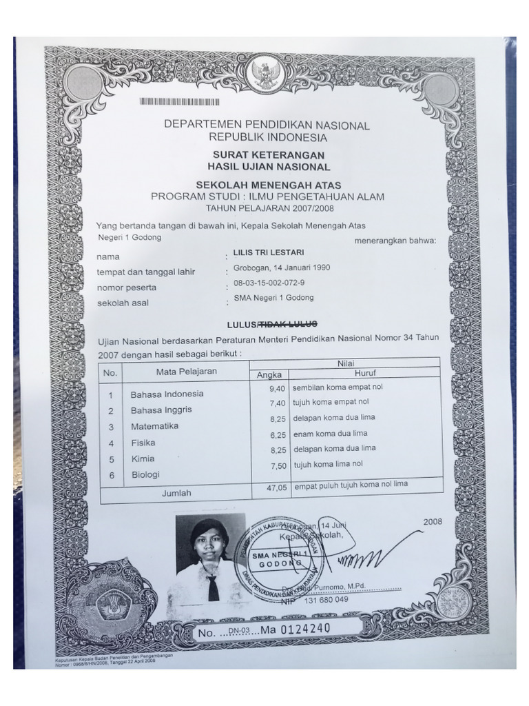 IJAZAH - Lilis Tri Lestari | PDF