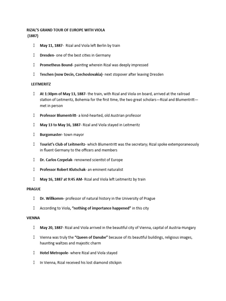 Chapter 10 RIZAL Tour To Europe With Viola | PDF