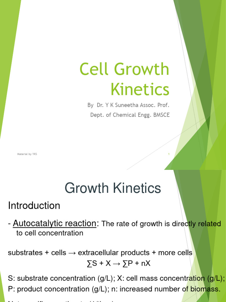 Cell Growth Kinetics by DR Y K Suneetha | PDF | Bacteria | Chemistry