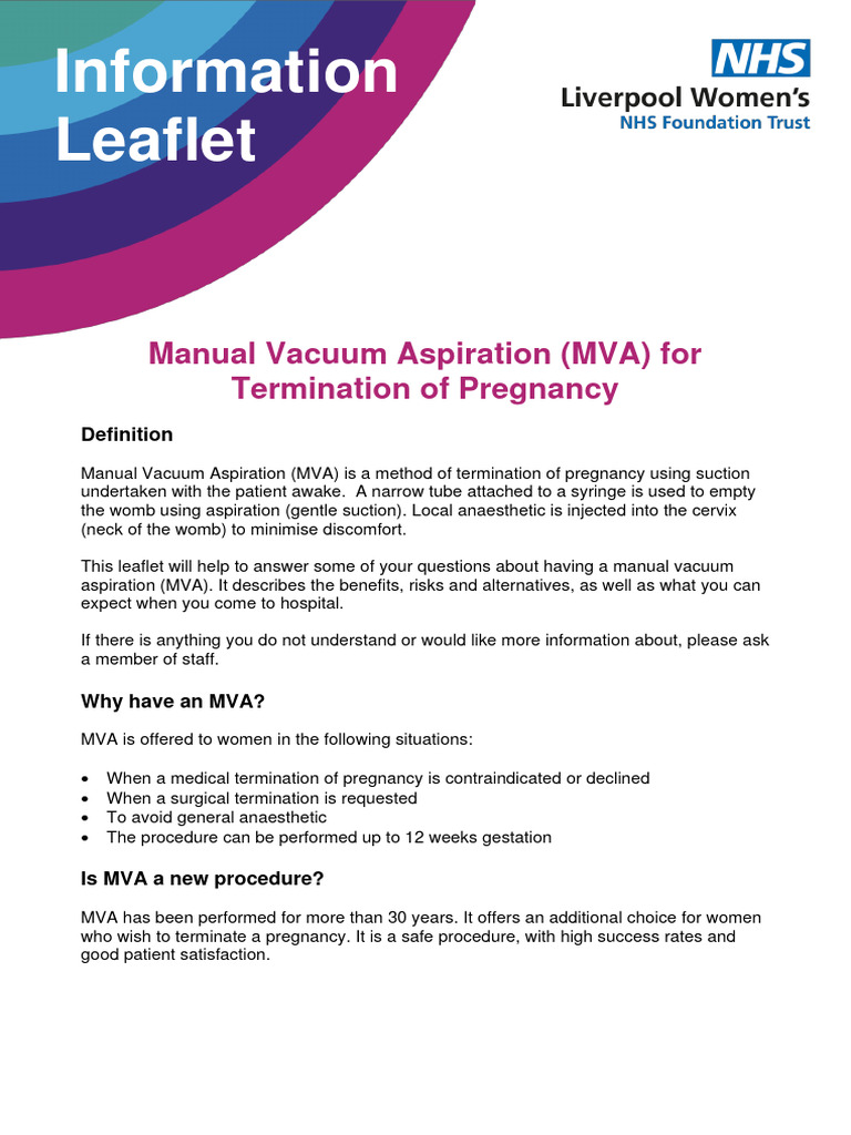 Manual Vacuum Aspiration Mva Leaflet | PDF | Medical Specialties ...