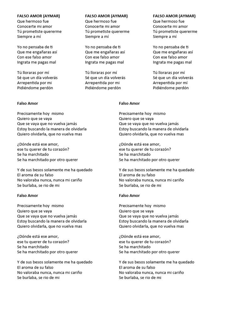 Falso Amor: Desamor y Olvido | PDF