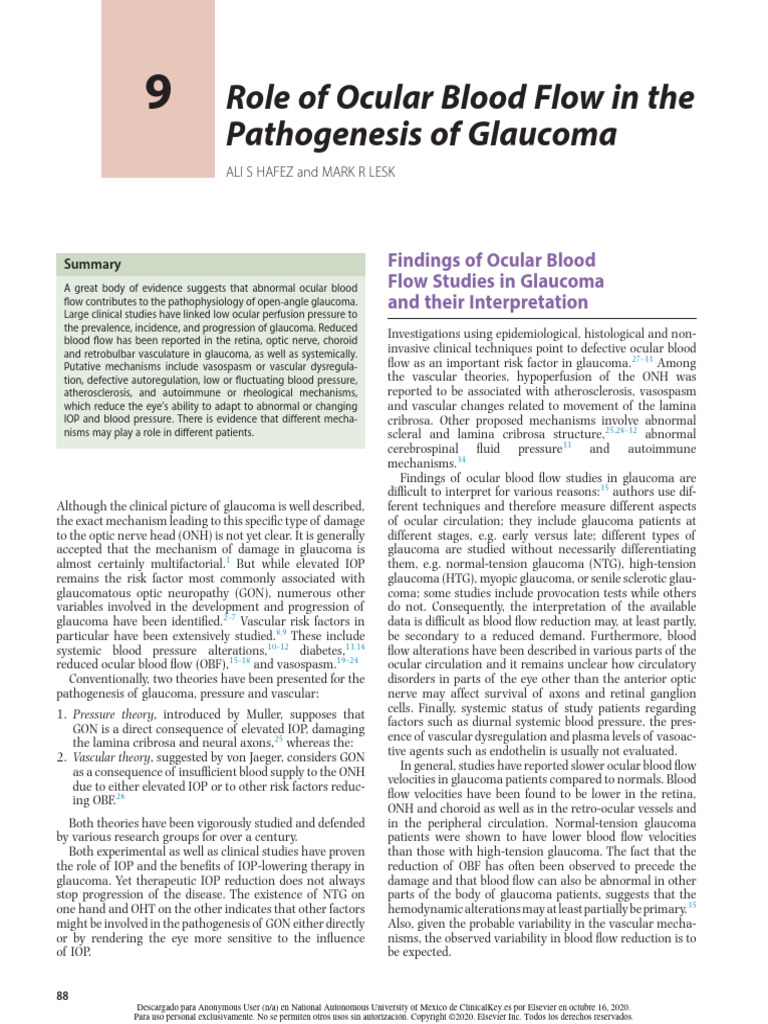 Role Of Ocular Blood Flow In The Pathogenesis Of Glaucoma Pdf