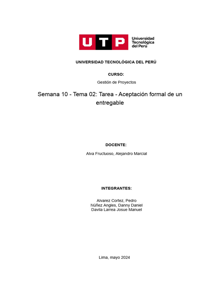 Semana 10 - Tema 02 Tarea Aceptación Formal de Un Entregable | PDF | Energía renovable