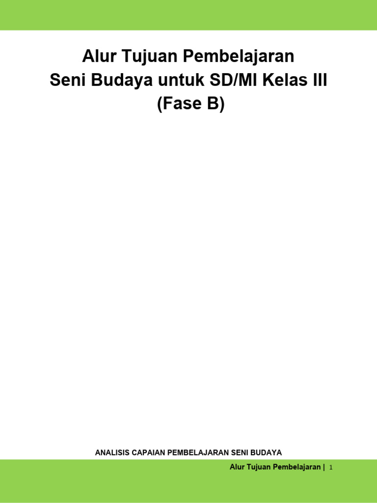 SENI BUDAYA SD - MI KLS.3 - KM-ATP (Alur Tujuan Pembelajaran) - ATP Seni Budaya SD Kelas 3 | PDF