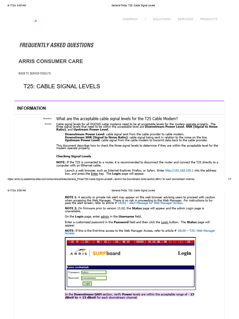 General FAQs - T25 - Cable Signal Levels | PDF | Signal To Noise Ratio ...