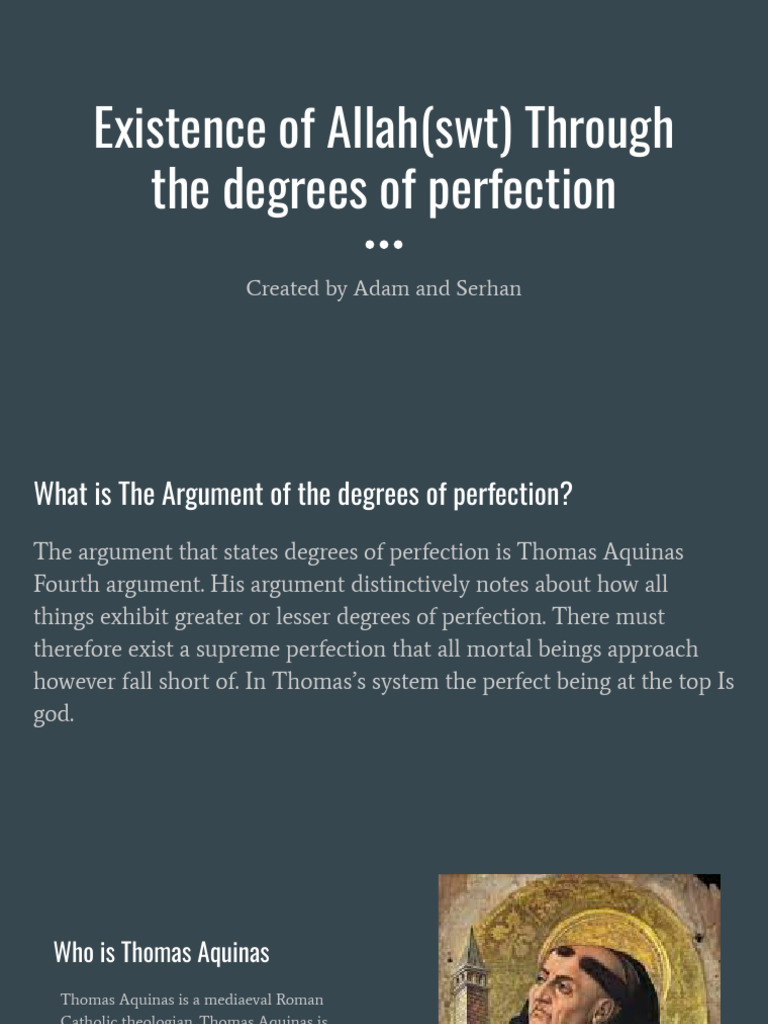 Existence of Allah (SWT) Through The Degrees of Perfection | Download ...