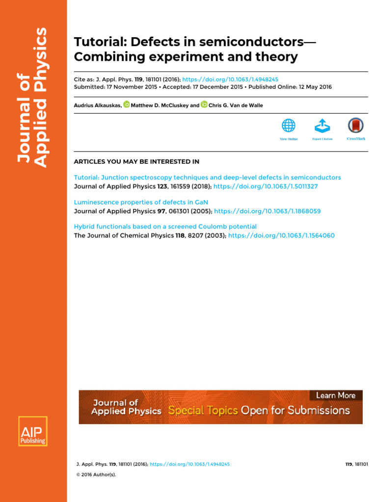 Defects in Semiconductors1.4948245 | PDF | Doping (Semiconductor ...