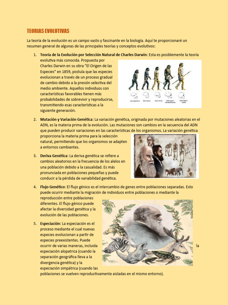 Teorias Evolutivas | PDF | Evolución | Seleccion natural