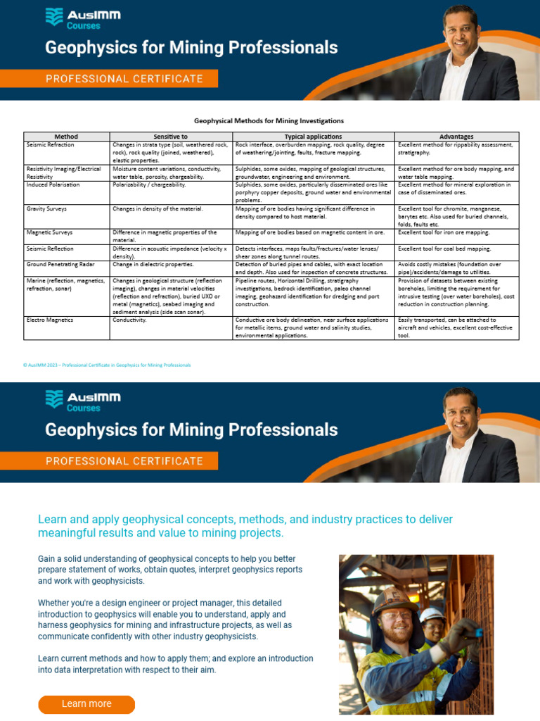 Geophysics for Mining Professionals | PDF | Ore | Earth Sciences