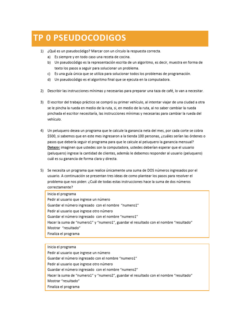 TP0 Pseudocodigos | PDF | Algoritmos | Matemáticas Aplicadas