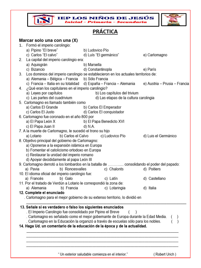ACTIVIDAD 7 DE CC.SS - 2DO AÑO | PDF | Carlomagno | Edades medias