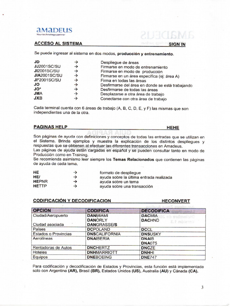 Amadeus Codificacion | PDF