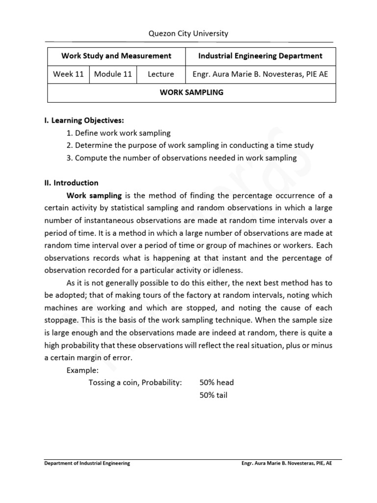 1-WORK-SAMPLING-1 (2) | Download Free PDF | Sampling (Statistics) | Standard Deviation