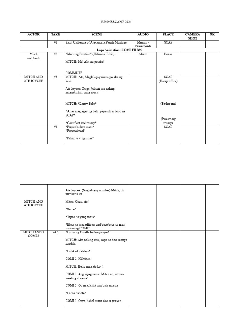 Summercamp 2024 Script | PDF
