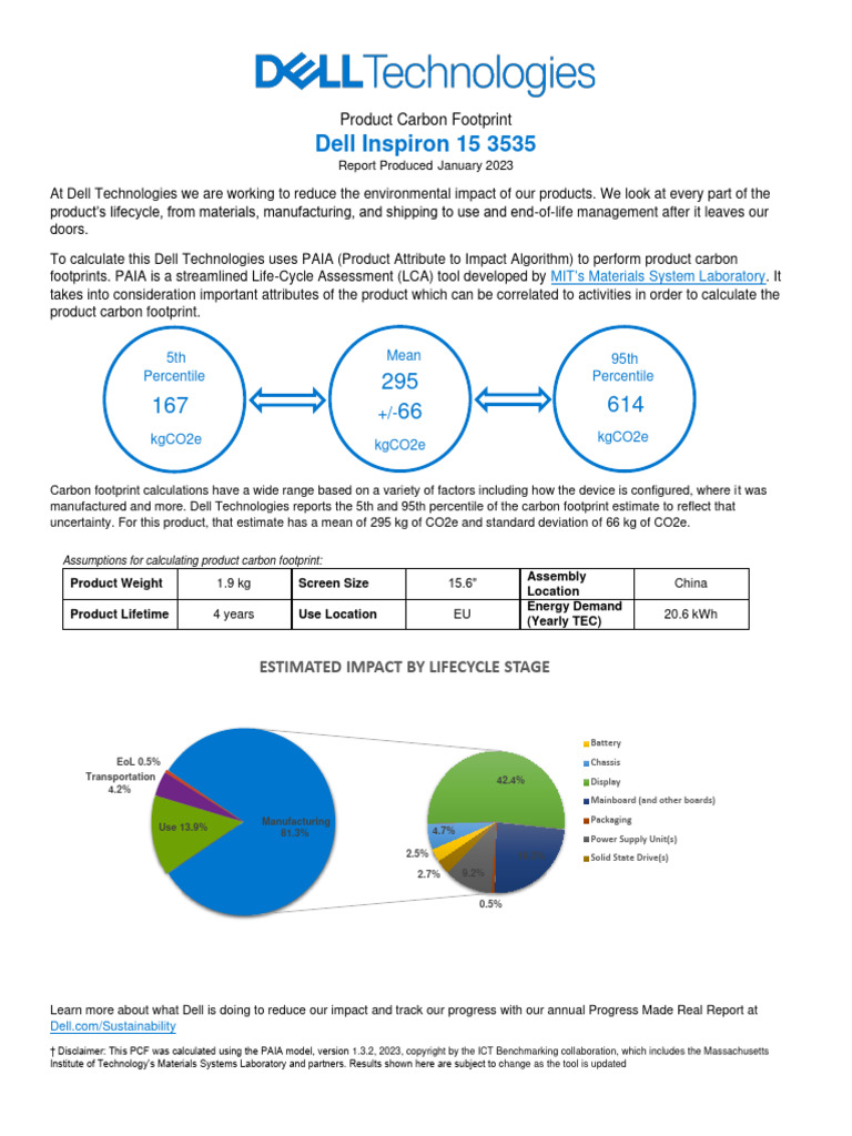 Dell Inspiron 15 3535 PCF Datasheet | PDF | Life Cycle Assessment ...