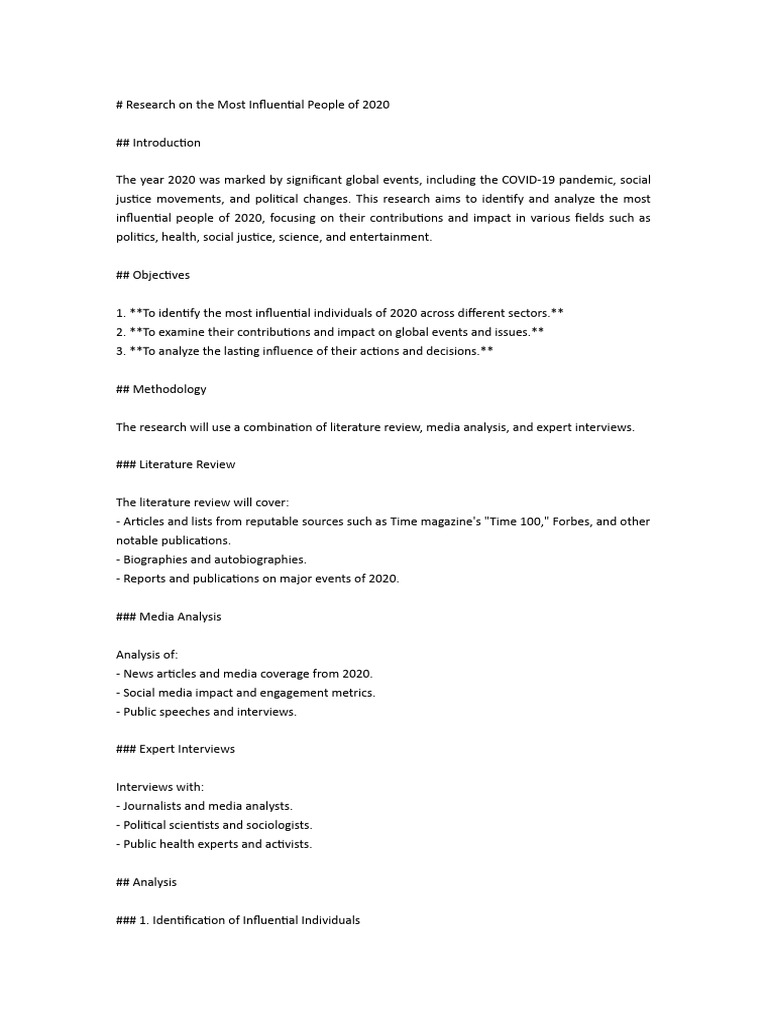 Research On The 2020 Influential People | PDF | Activism | Public Health