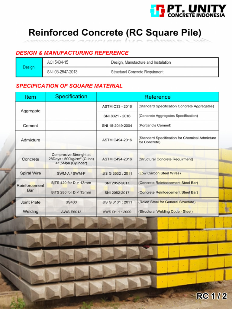 Unity Reinforced Concrete Square Pile | PDF