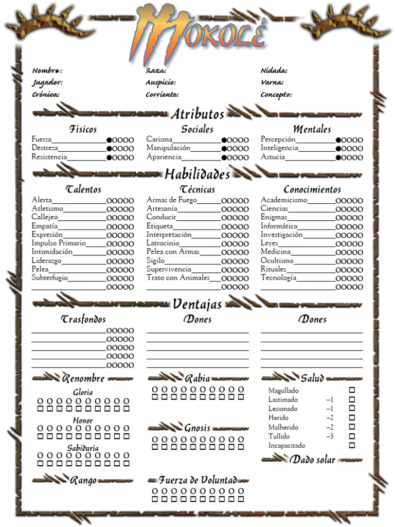 Ficha Editable - Mokole | PDF