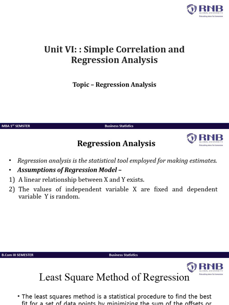 Unit Vi Regression Pdf Least Squares Regression Analysis