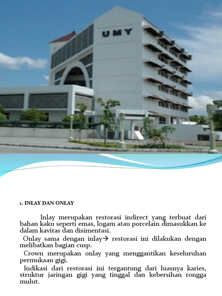 Restorasi Inlay dan Onlay Gigi | PDF | Kajian Bahasa Asing | Griya & Taman